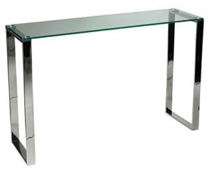 cortesi home remi contemporary glass console table with chrome finish