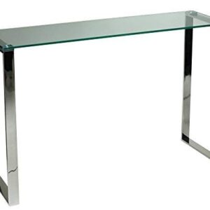 Cortesi Home Remi Contemporary Glass Console Table with Chrome Finish