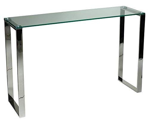 Cortesi Home Remi Contemporary Glass Console Table with Chrome Finish