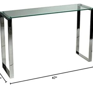 Cortesi Home Remi Contemporary Glass Console Table with Chrome Finish