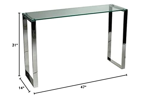 Cortesi Home Remi Contemporary Glass Console Table with Chrome Finish