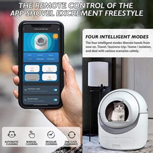 Self-Cleaning Cat Litter Box, Large Automatic Cat Litter Box for Multiple Cats, Cat Robot Litter Box with Cover, APP Control, Smart Health Monitor