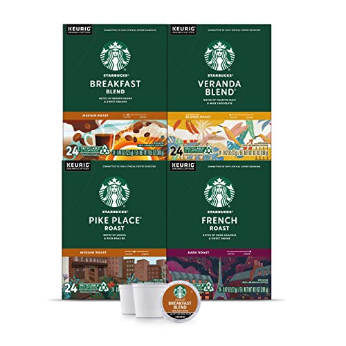 Starbucks Black Coffee K-Cup Coffee Pods — Variety Pack for Keurig Brewers — 4 boxes (96 pods total)