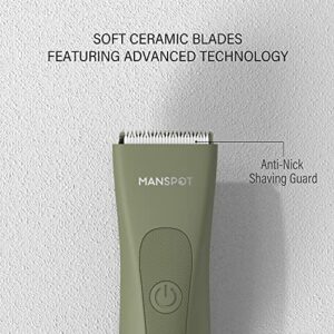 MANSPOT Ball Trimmer/Shaver, Electric Trimmer for Men, Replaceable Ceramic Blade Heads, Waterproof Wet/Dry Groin & Body Trimmer for Men, 90 Minutes Shaving After Fully Charged