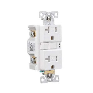 Eaton TRSGF20W Wiring GFCI Self-Test 20A -125V Tamper Resistant Duplex Receptacle with Standard Size Wallplate, White