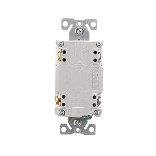 Eaton TRSGF20W Wiring GFCI Self-Test 20A -125V Tamper Resistant Duplex Receptacle with Standard Size Wallplate, White