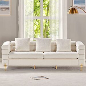 AMERLIFE Sofa, Oversized Sofa- 85 inch Sofa Couch, 3 Seater Sofa Comfy Sofa for Living Room- Beige Deep Seat Sofa, Bouclé Couch