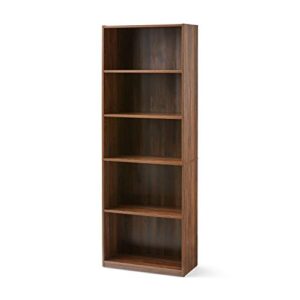 mainstay orion wide 5-shelf bookcase, canyon walnut