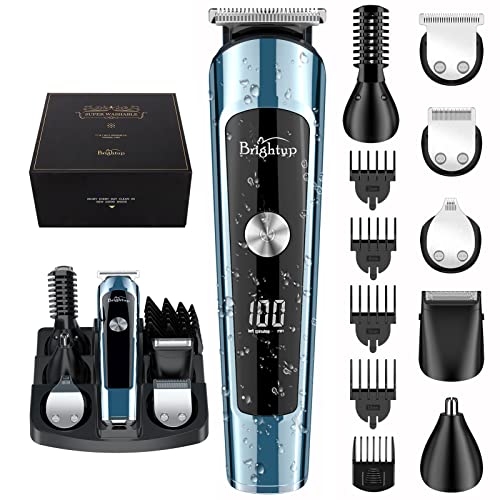 Brightup Beard Trimmer for Men, Beard Grooming Kit for Men, IPX7 Waterproof Hair Clippers Hair Trimmer for Mustache, Body, Facial, Nose Hair Cutting, Electric Razor for Men, Gifts for Men, FK-8788T