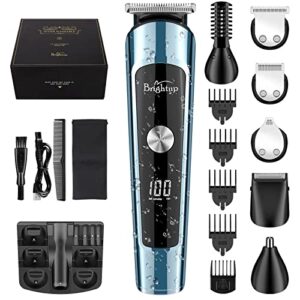 Brightup Beard Trimmer for Men, Beard Grooming Kit for Men, IPX7 Waterproof Hair Clippers Hair Trimmer for Mustache, Body, Facial, Nose Hair Cutting, Electric Razor for Men, Gifts for Men, FK-8788T