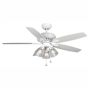 hampton bay rockport 52 in. led matte white led ceiling fan with light kit