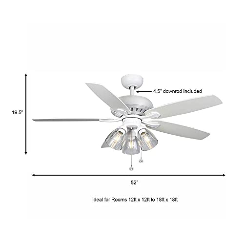 Hampton Bay Rockport 52 in. LED Matte White LED Ceiling Fan with Light kit