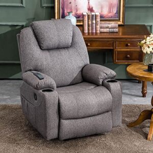 MCombo Electric Power Lift Recliner Chair Sofa with Massage and Heat for Elderly, 3 Positions, 2 Side Pockets, and Cup Holders, USB Ports, Fabric 7040 (Medium, Gray)