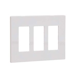 EATON PJS263W Arrow Hart Pjs263 Decorative Screw Less Wall Plate, 3 Gang, 4-1/2 in L X 6.37 in W X 0.08 in T, White