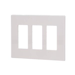 EATON PJS263W Arrow Hart Pjs263 Decorative Screw Less Wall Plate, 3 Gang, 4-1/2 in L X 6.37 in W X 0.08 in T, White