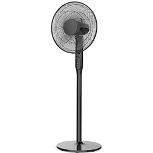 mainstay 16″ dc adjustable oscillating quiet pedestal fan with digital display & remote control, black model wsfs40-18arb (renewed)