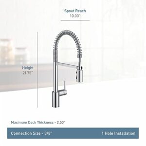 Moen Align Black Stainless One-Handle Pre-Rinse Spring Pulldown Kitchen Faucet with Pull Down Sprayer and Power Boost, Single Hole Kitchen Sink Faucet for Bar, Farmhouse, or Commercial, 5923BLS