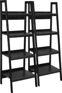 ameriwood home lawrence 4 shelf ladder bookcase bundle, black