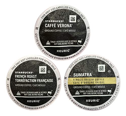 30 Pack - Starbucks Variety Coffee K-Cup Featuring 3 Dark Roast for Keurig Brewers – French Roast, Sumatra, Caffe Verona