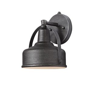 hampton bay 9 in. weathered pewter small outdoor led wall lantern with open bottom