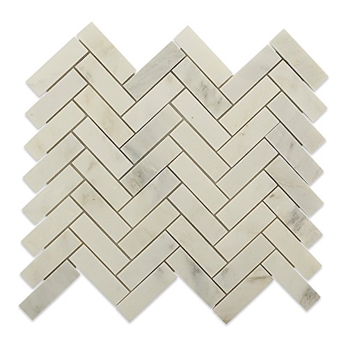 Splashback Tile ORIENTAL HERRINGBONE Oriental Sculpture Herringbone 12" x 8mm Marble Mosaic Floor and Wall Tile