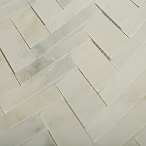 Splashback Tile ORIENTAL HERRINGBONE Oriental Sculpture Herringbone 12" x 8mm Marble Mosaic Floor and Wall Tile