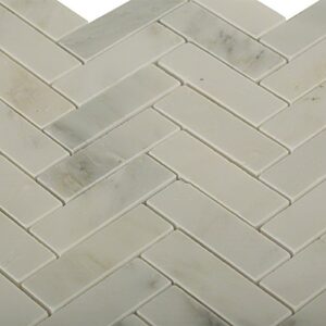 Splashback Tile ORIENTAL HERRINGBONE Oriental Sculpture Herringbone 12" x 8mm Marble Mosaic Floor and Wall Tile