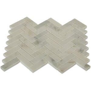 Splashback Tile ORIENTAL HERRINGBONE Oriental Sculpture Herringbone 12" x 8mm Marble Mosaic Floor and Wall Tile