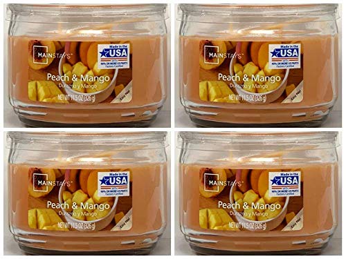 Mainstays 11.5oz Scented Candle, Peach & Mango 4-Pack