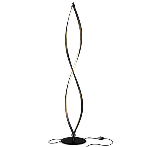 Brightech Twist Floor Lamp, Bright Tall Lamp for Offices, Modern LED Spiral Lamp for Living Rooms, Dimmable Standing Lamp with Sturdy Base for Bedroom Reading, Great Living Room Decor - Black