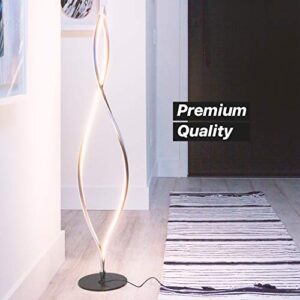 Brightech Twist Floor Lamp, Bright Tall Lamp for Offices, Modern LED Spiral Lamp for Living Rooms, Dimmable Standing Lamp with Sturdy Base for Bedroom Reading, Great Living Room Decor - Black