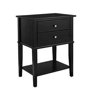 ameriwood home franklin accent table 2 drawers, black