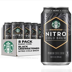 starbucks nitro cold brew, black unsweetened, 9.6 fl oz can (8 pack) (packaging may vary)