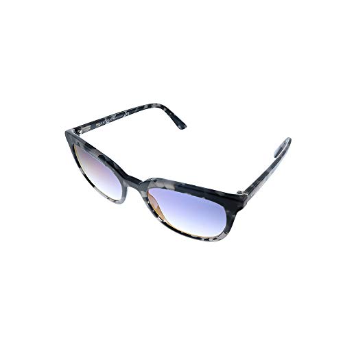 Prada PR 03XS 5 1072 Grey Havana Plastic Pillow Sunglasses Blue Mirror Lens