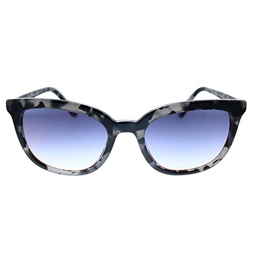 Prada PR 03XS 5 1072 Grey Havana Plastic Pillow Sunglasses Blue Mirror Lens