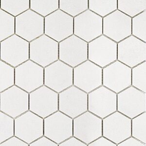 white thassos hexagon marble mosaics