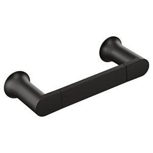 moen genta matte black modern 6.8-inch length hand-towel bar for bathroom or kitchen, bh3886bl