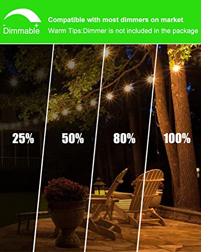 Bulbeats 100FT LED Outdoor String Light, 34pcs Shatterproof Dimmable LED Bulbs Outside Light for Patio, 2700K Waterproof Edison Outdoor Lighting Products for Backyard Bistro Lights (2022 Updated ETL)