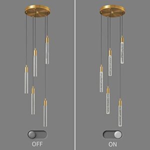 zhllmq Modern Light Fixture Kitchen Island Pendant Light Dimmable LED Gold Mini Pendant Lighting Dinning Room Living Room Kitchen Gold Pendant Lights（5-Light ）…