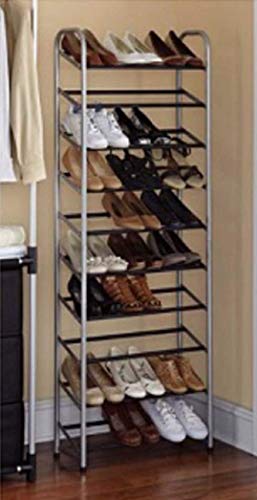 Mainstays 10-Tier Shoe Rack, Silver