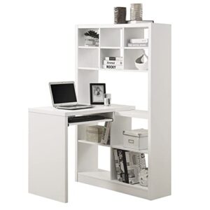 monarch specialties 7022, home office, bookcase, storage shelves, set-up, l shape, work, laptop, laminate, white computer desk left or right facing corner, 35.5″ l x 38″ w x 60″ h