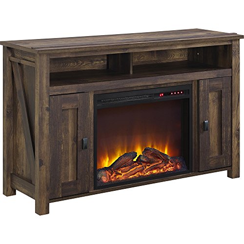 Ameriwood Home Farmington Electric Fireplace TV Console for TVs up to 50", Rustic & Farmington Night Stand, Rustic,Small, Century Barn Pine -