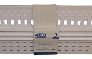 Mini Storage Trays Bin Bundle- Basic Square 3pk, Slim Plastic Storage Trays Basket 3pks, Rectangular 2pk -White