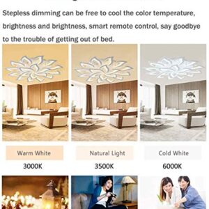 LED Dimmable Ceiling Light Modern Flower Shape Ceiling Lamp Fixture Living Room Bedroom Children's Room Flush Hanging Lamp Metal Acrylic Petal Ceiling Chandelier Lighting,10 Heads/ ø33.5″/88w