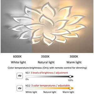 LED Dimmable Ceiling Light Modern Flower Shape Ceiling Lamp Fixture Living Room Bedroom Children's Room Flush Hanging Lamp Metal Acrylic Petal Ceiling Chandelier Lighting,10 Heads/ ø33.5″/88w