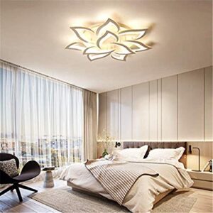 LED Dimmable Ceiling Light Modern Flower Shape Ceiling Lamp Fixture Living Room Bedroom Children's Room Flush Hanging Lamp Metal Acrylic Petal Ceiling Chandelier Lighting,10 Heads/ ø33.5″/88w