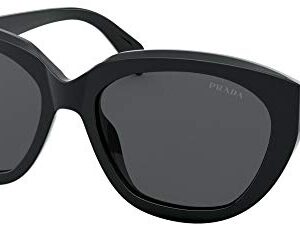 Prada PR 16XS 1AB5S0 Black Plastic Geometric Sunglasses Grey Lens