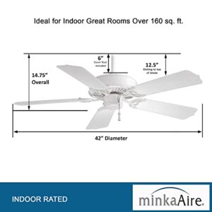 Minka-Aire F572-WH Sundance 42 Inch Outdoor Pull Chain Ceiling Fan in White Finish