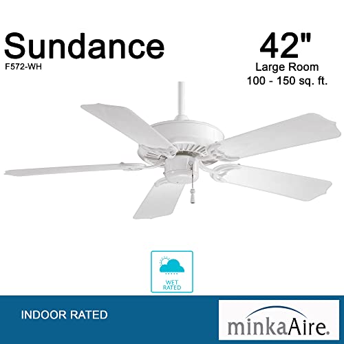 Minka-Aire F572-WH Sundance 42 Inch Outdoor Pull Chain Ceiling Fan in White Finish