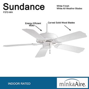 Minka-Aire F572-WH Sundance 42 Inch Outdoor Pull Chain Ceiling Fan in White Finish